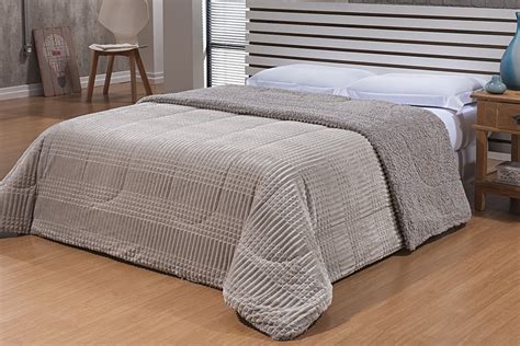 Edredom King Size Dupla Face Milano Sherpa Prata Niazitex