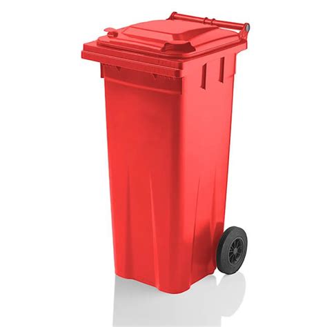 140 Litre Wheelie Bin Red Yellow Shield