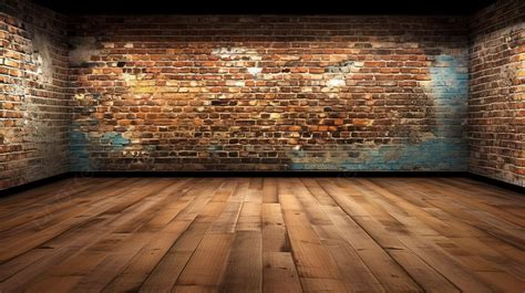 Fondo Pared De Ladrillo Y Piso De Madera Fondo 3d Grunge Interior Con