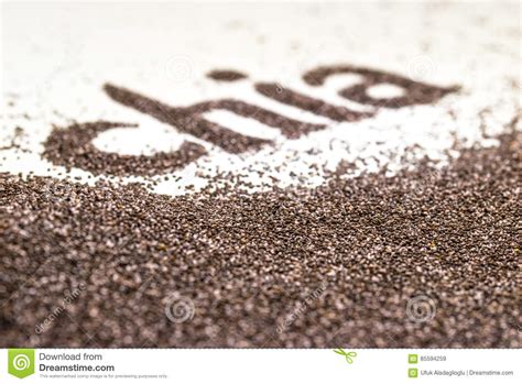 Chia Word Made From Chia Seeds Salvia Hispanica On White Background