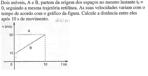 Dois móveis A e B partem da origem dos espaços no mesmo instante t0 0