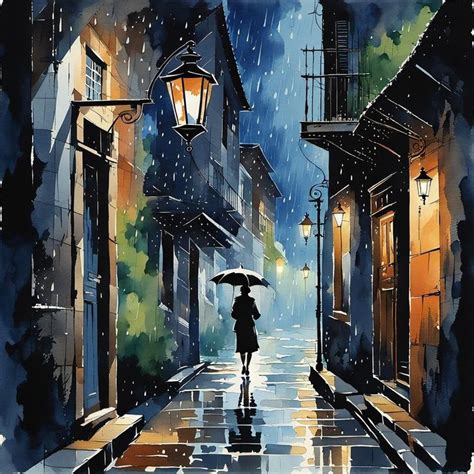 Female Walking Down A Narrow Dark Alleyway Carrying A Lantern In The