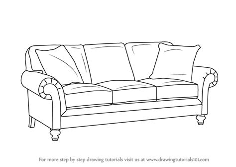 Learn How To Draw Sofa Furniture Step By Step Drawing Tutorials