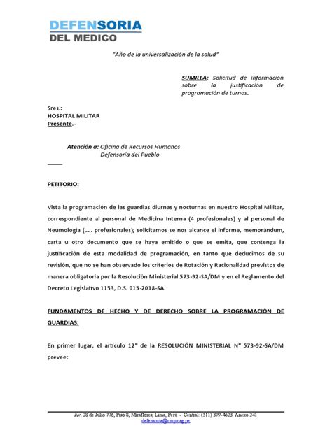 Carta Hospital Militar Pdf Discriminación Hospital