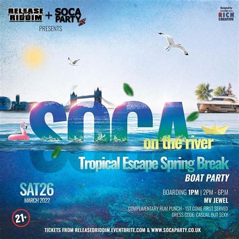 Soca On The River Tropical Spring Break Boat Party Blackfriars Pier