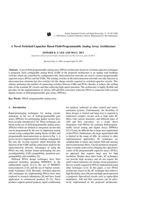 Pdf A Novel Switched Capacitor Based Field Programmable Analog Array
