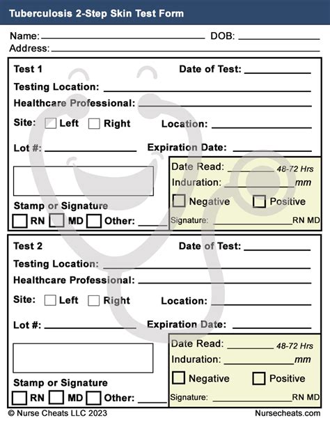 Two 2 Step Tuberculosis Test Blank And Printable