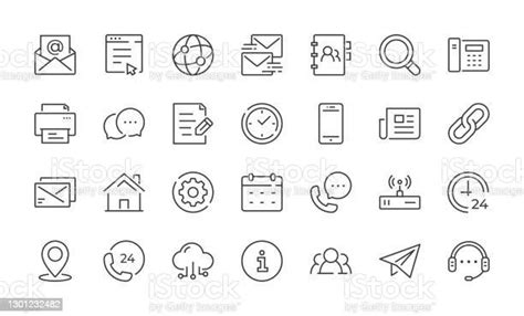 연락처 선 아이콘 모바일 및 웹용 편집 가능한 스트로크 선형 아이콘 설정입니다 아이콘에 대한 스톡 벡터 아트 및 기타 이미지