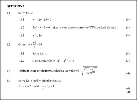 Nsc Mathematics Grade 12 2022 May June Paper 1 Q1 Mr Borchers Maths