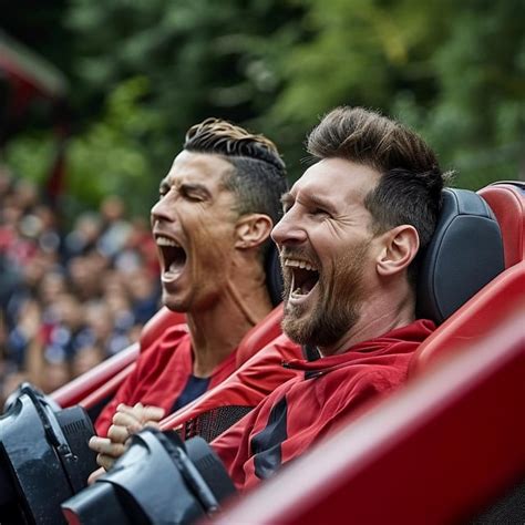 Messi And Ronaldo Enjoy A Roller Coaster Ride Together R Midjourney