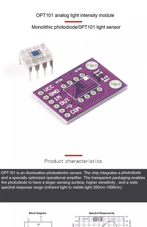 Opt101 Light Sensor Analog Intensity Module With Photodiode