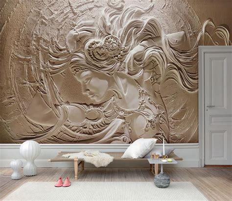 3d Embossed Looks Gypsy Girl Dancer Wallpaper Female Sculpture Etsy