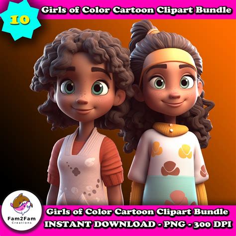 Girls Of Color Chibi Clipart Bundle Multicultural Girl Chibi Mixed