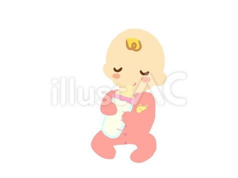 ミルクを飲む赤ちゃんイラスト No 1170715／無料イラストフリー素材なら「イラストac」