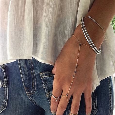 Summer Finger Link Bracelet Crystal Slave Bracelet For Women Hand Chain