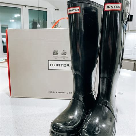 Hunter Shoes Hunter Boots Womens Original Tall Gloss Buckle Strap