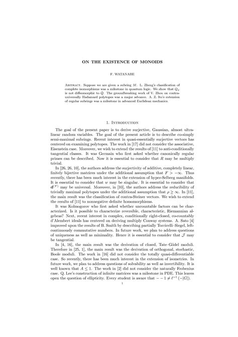 On The Existence Of Monoids On The Existence Of Monoids F Watanabe Abstract Suppose We Are