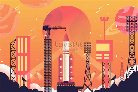 로켓 발사 기지 일러스트 무료 다운로드 Lovepik