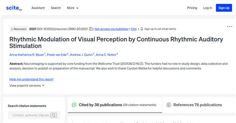 Rhythmic Modulation Of Visual Perception By Continuous Rhythmic Auditory Stimulation Scite