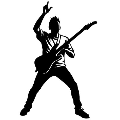 A Silhouette Of A Man Playing A Guitar Premium Ai Generated Vector