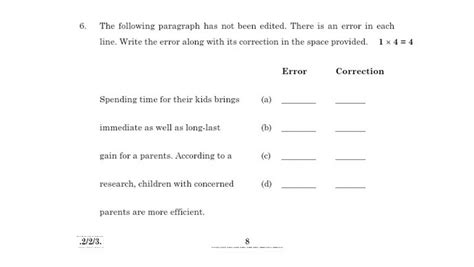 6 the following paragraph has not been edited there is an error in each