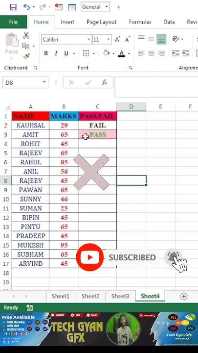 pass fail formula kaise lagaye excel me excel tutorial in hindi excel