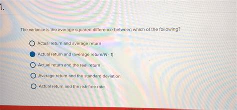 Solved The Variance Is The Average Squared Difference