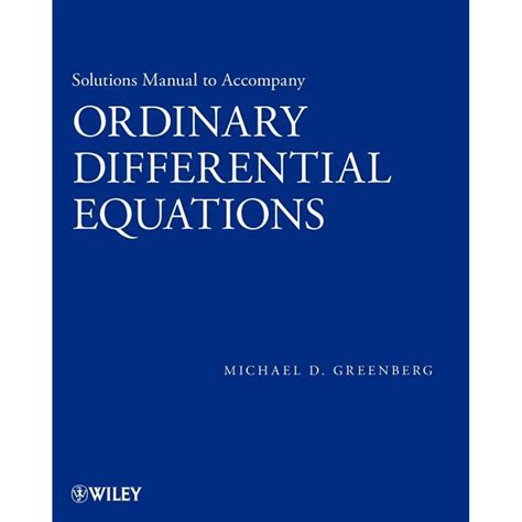 Ordinary Differential Equations Solutions Manual Paperback Walmart