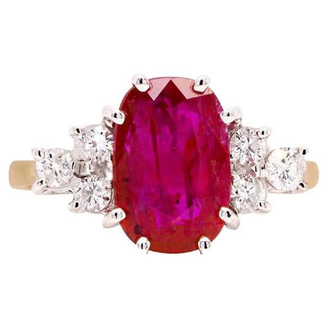Customizable Timeless Natural 319ct Oval Cut Ruby And Diamond Three