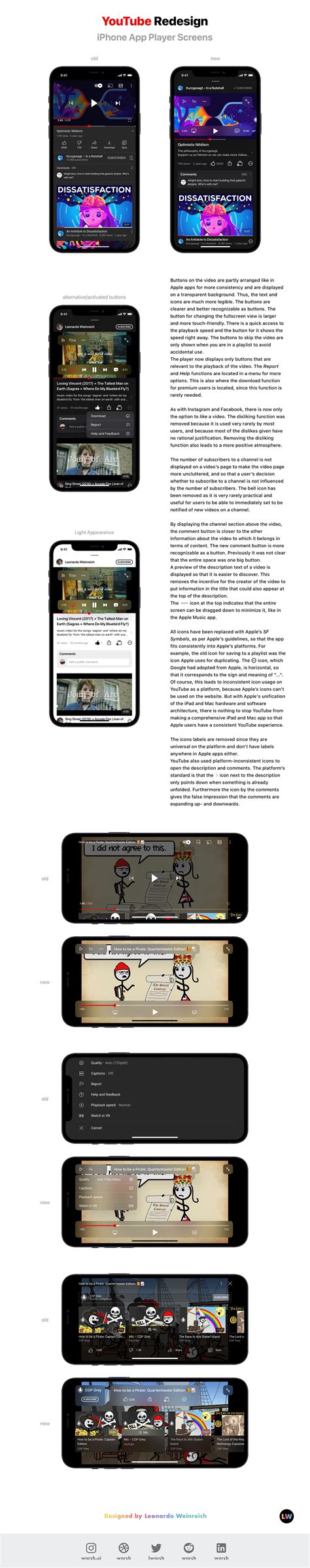 YouTube Redesign Of IPhone App Player Screens Behance