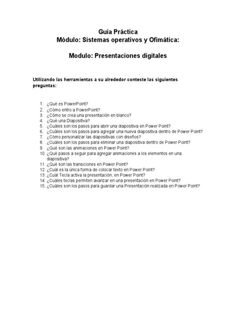 Guia De Preguntas 1 Que Es Powerpoint Pdf