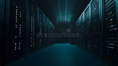 Data Center Server Room Interior With Blue Light A Modern Business