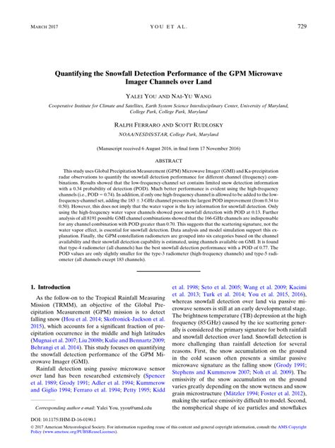 Pdf Quantifying The Snowfall Detection Performance Of The Global Precipitation Measurement