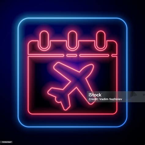 發光霓虹燈旅行計劃日曆和飛機圖示隔離在藍色背景計劃的假期旅行向量插圖向量圖形及更多世界地圖圖片 世界地圖 事件 休閒活動 活動