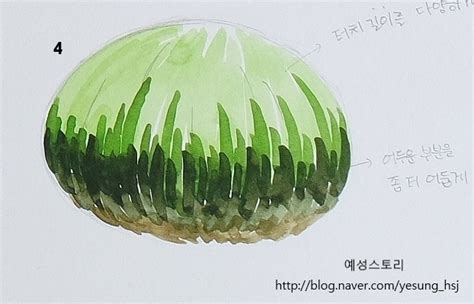 손그림 그리기 수채화 기초 수업 나무 그림을 그리는데 필요한 나무 덩어리를 표현해보기 네이버 블로그
