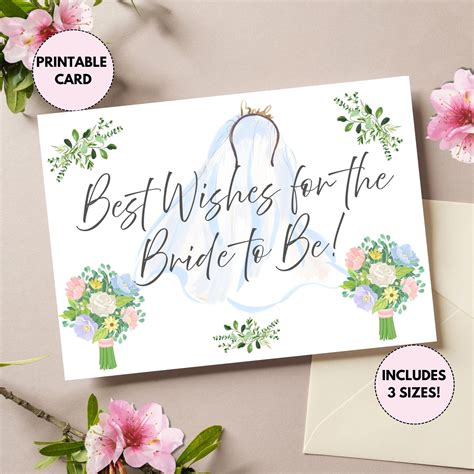 Printable Bridal Shower Card Best Wishes For The Bride To Be