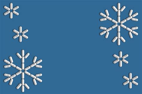 실루엣 눈송이 3d 그림의 형태로 파란색 배경에 흩어져 정제의 다양한 배경 0명에 대한 스톡 사진 및 기타 이미지 0명 감기와 독감 개념 Istock