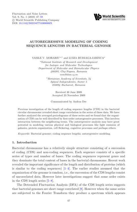 Pdf Autoregressive Modeling Of Coding Sequence Lengths In Bacterial