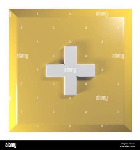 Yellow Square Push Button With The Sign For The Sum Operation 3d Rendering Illustration