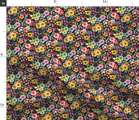 Spring Floral At Night Small Scale By Fabric Spoonflower
