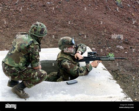 US Marine Firing SA 80 Stock Photo Alamy