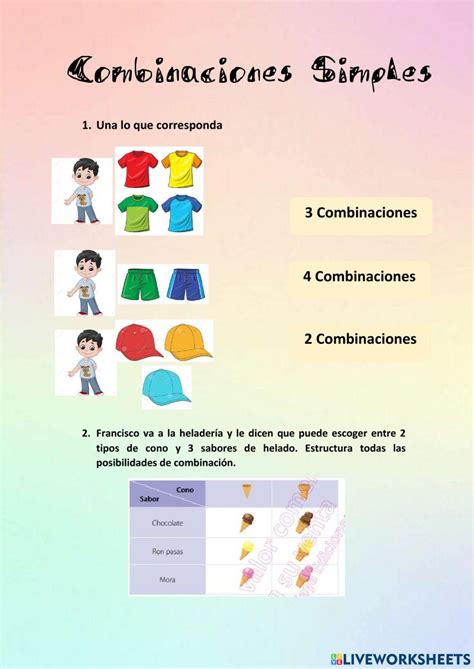 Combinaciones S… Free Interactive Worksheets 1848395