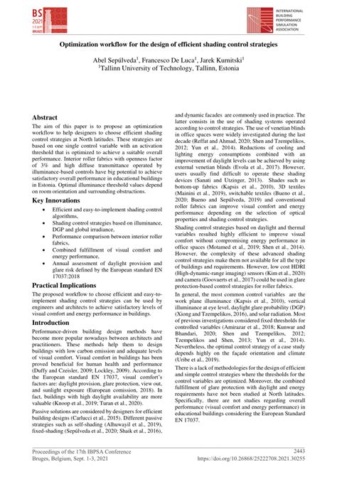 PDF Optimization Workflow For The Design Of Efficient Shading Control