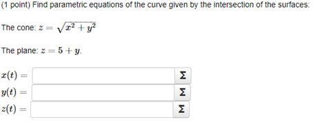 solved 1 point find parametric equations of the curve