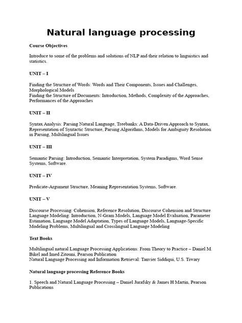 Natural Language Processing Syllabus Pdf