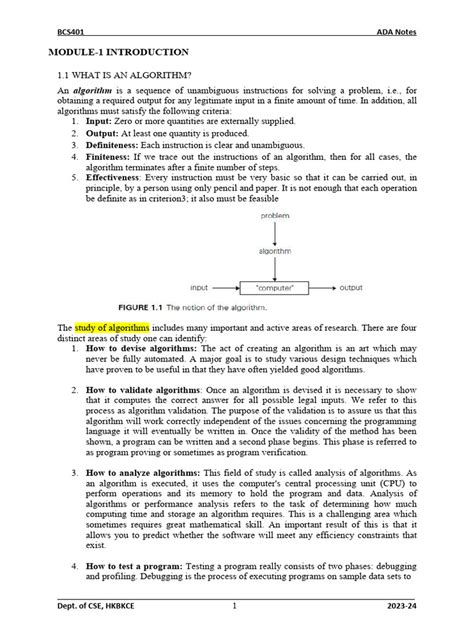 module 1 notes pdf algorithms matrix mathematics