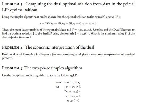 Solved Problemi Finding The Dual Of An Lp Find The Duals Of Chegg