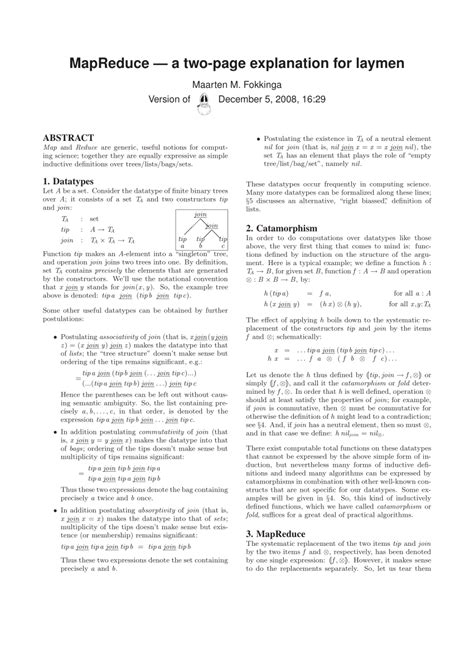 Pdf Mapreduce — A Two Page Explanation For Laymen
