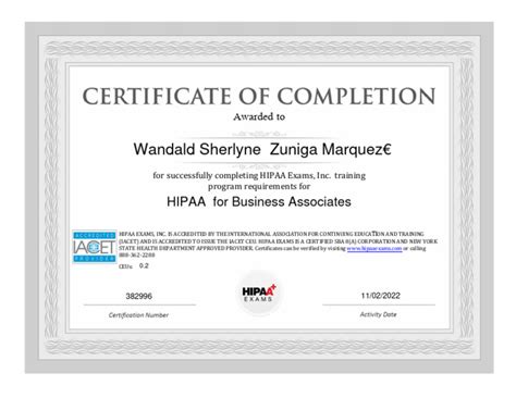 Hipaa Certificate Pdf
