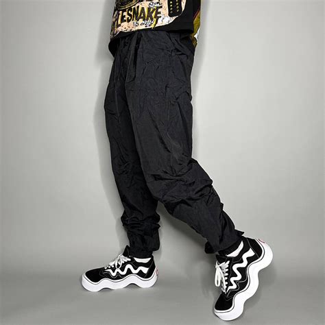 Nike Vintage Nike Track Pants Jet Black Nylon Joggers 90s Grailed